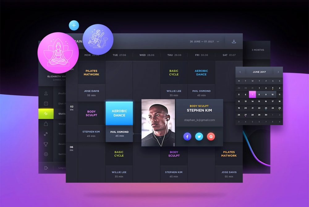 Free Sports and Fitness UI Kit PSD – Download PSD