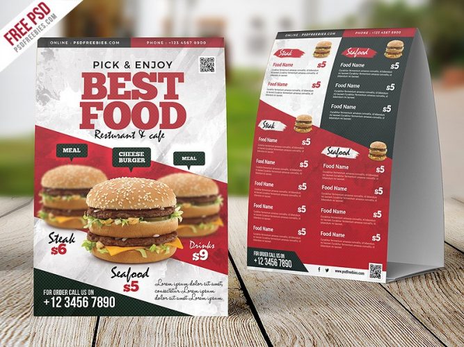 Restaurant Menu Table Tent Card Template PSD – Download PSD