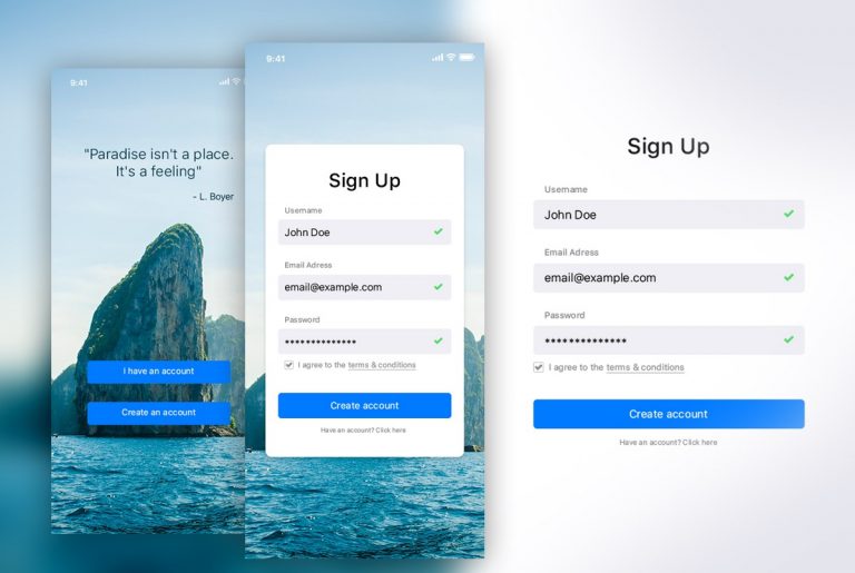 Sign Up UI Kit PSD – Download PSD