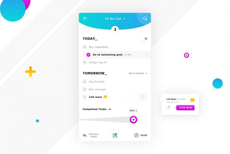 To Do List App UI PSD – Download PSD