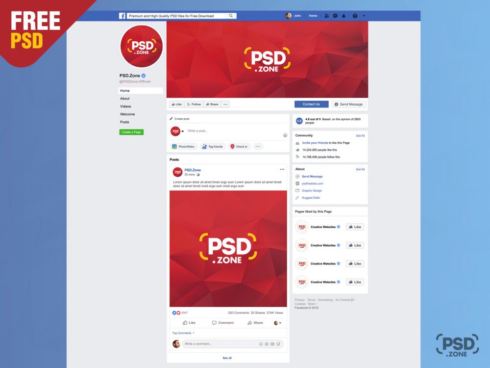 Facebook Page Mockup 2019 Template – Download PSD