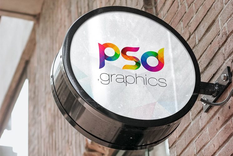 Round Signboard Mockup Template – Download PSD