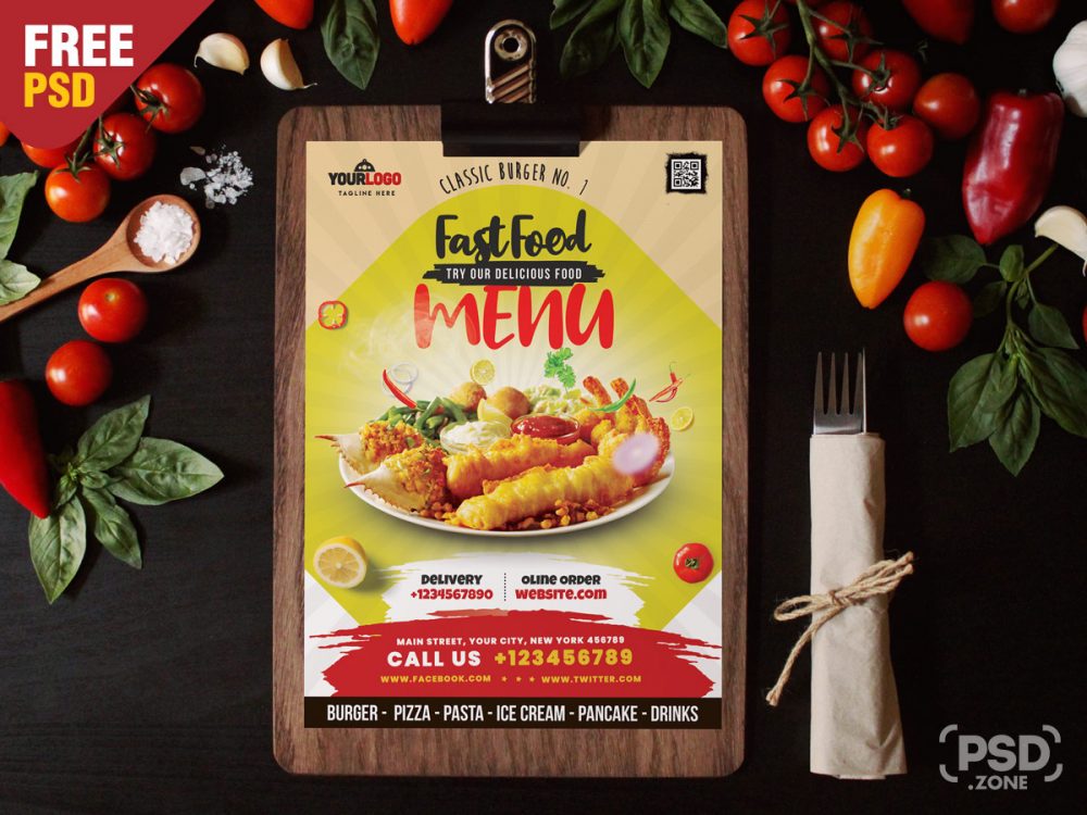 A4 Food Menu Design Template – Download PSD