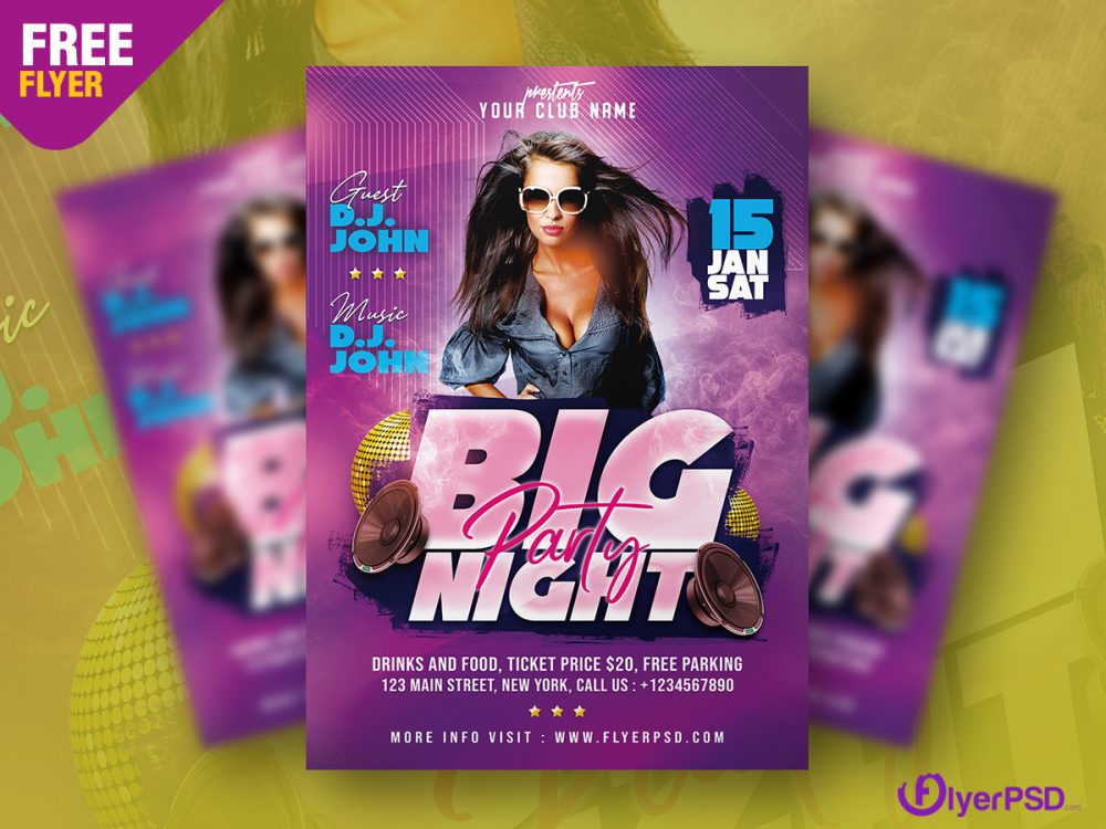 Party Night Flyer Template Design – Download PSD