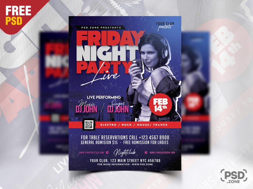 Friday Night Club Party Flyer Template – Download PSD