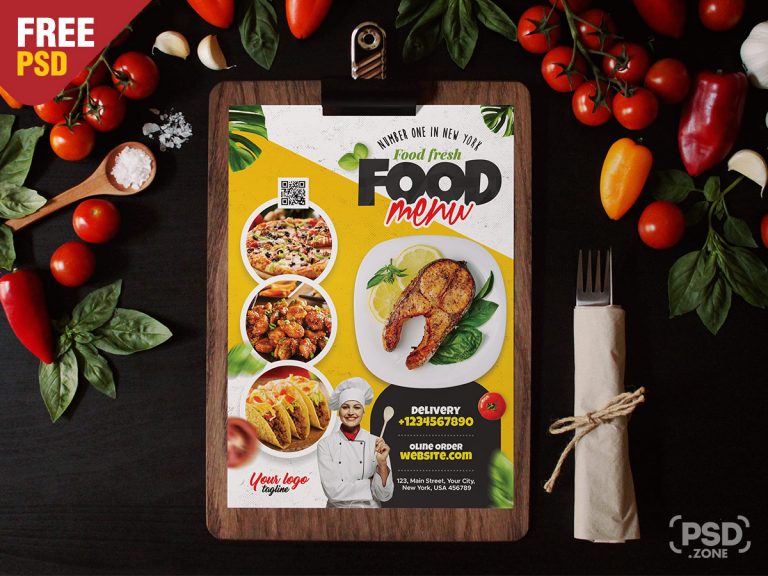 A4 Size Restaurant Food Menu PSD Template – Download PSD