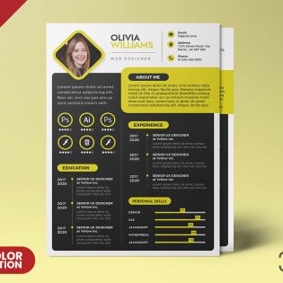 Creative Horizontal CV Resume Template PSD – Download PSD