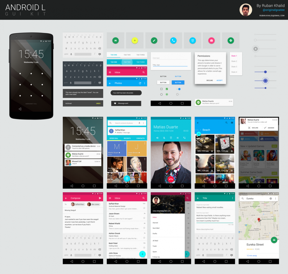 Android Lollipop GUI Kit PSD – Download PSD