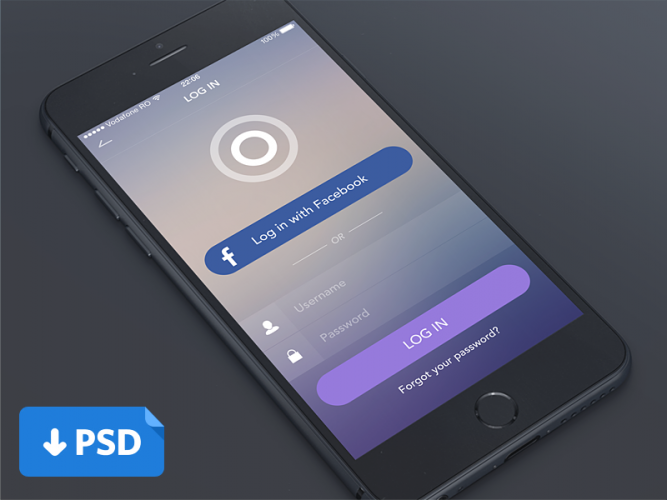 Blue Login Screen Flat UI PSD – Download PSD