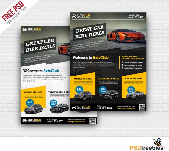 Cars Rental Flyer Free PSD Template – Download PSD