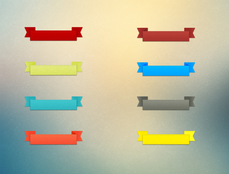 Colorful Label Ribbon Banners Set PSD – Download PSD
