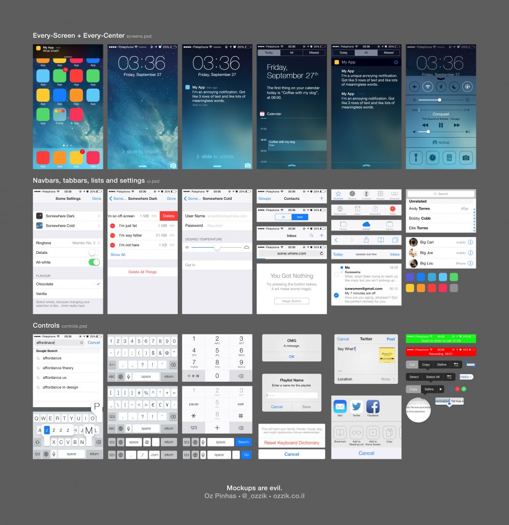 Complete iOS7 UI Elements Free PSD – Download PSD