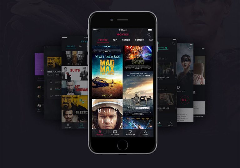 Dark iOS Movie App UI Kit Free PSD – Download PSD