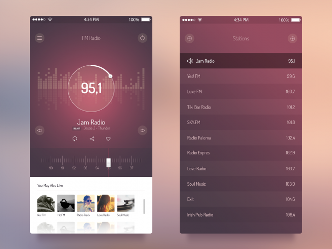 FM Radio UI iOS 7 App PSD – Download PSD