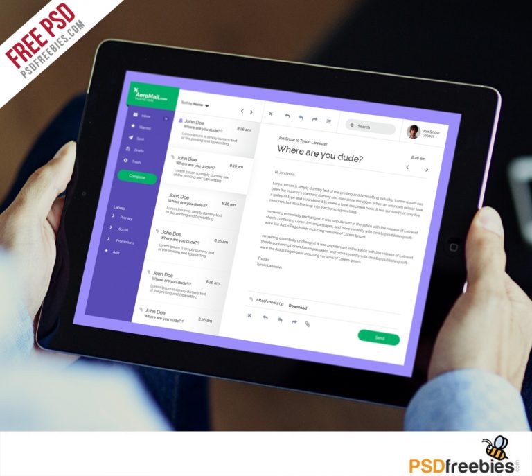 Flat Style Inbox UI Free PSD – Download PSD