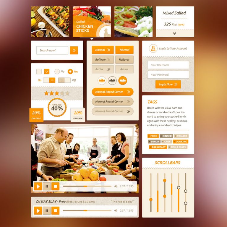 Food Recipe App UI Kit PSD – Download PSD