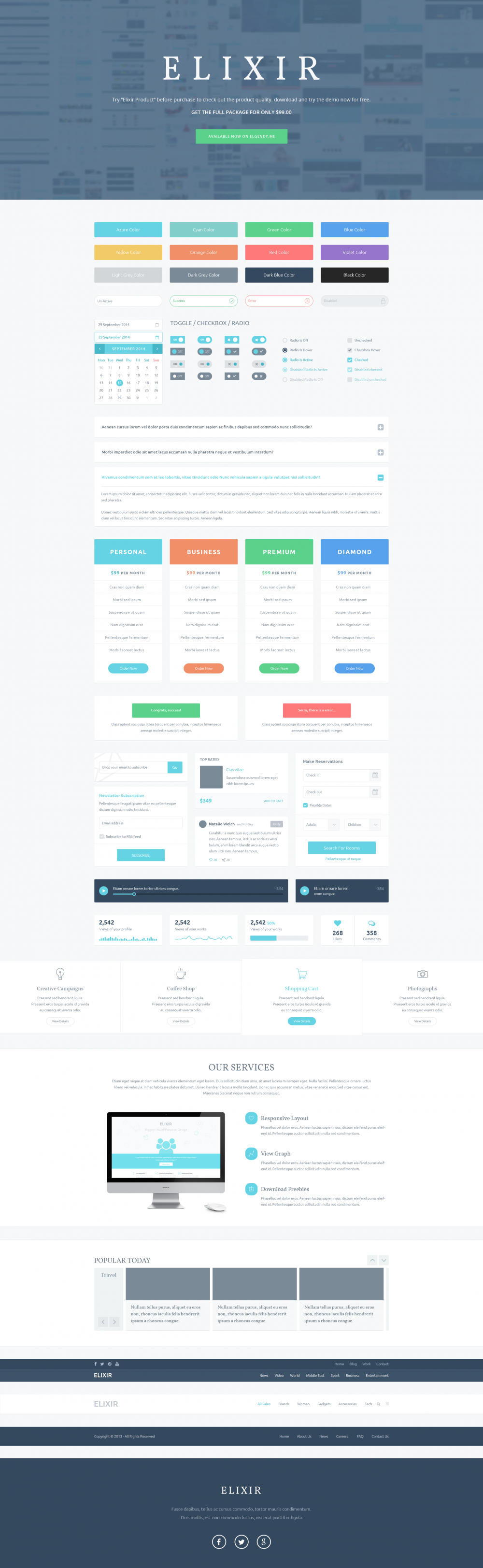 Huge UI Elements Kit PSD Freebie – Download PSD