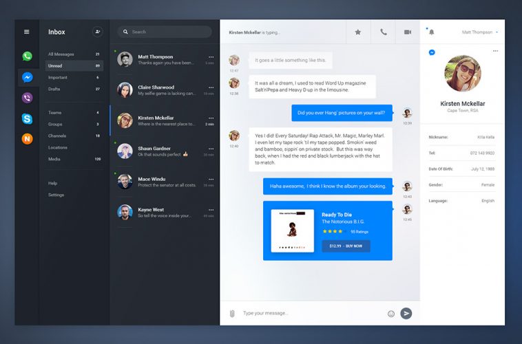 Instant Mobile Chat Messenger UI Free PSD – Download PSD