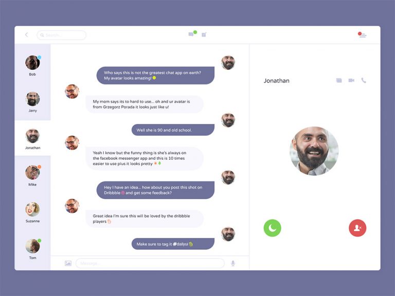 Messenger Application UI Design Free PSD – Download PSD