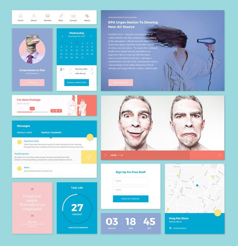 Minimal Material Design UI Kit PSD Freebie – Download PSD