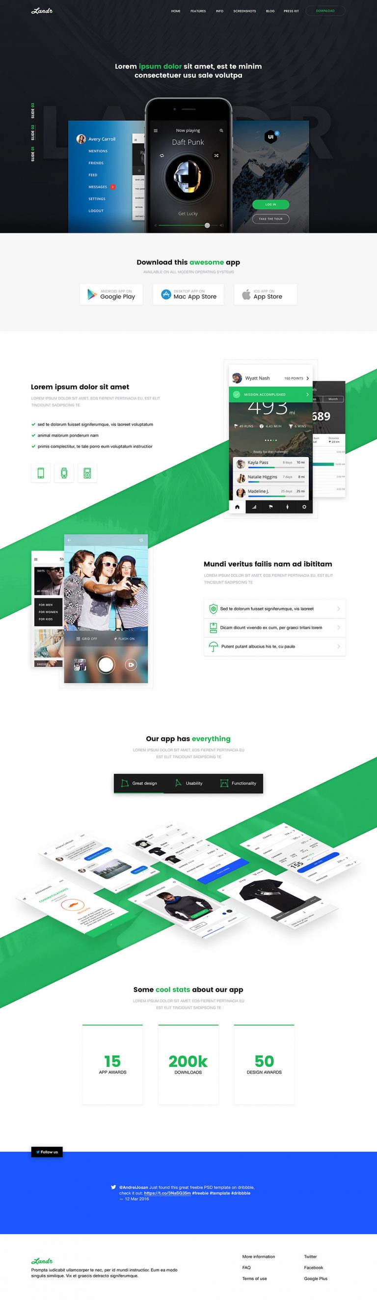 Mobile Application Landing Page Free PSD Template – Download PSD