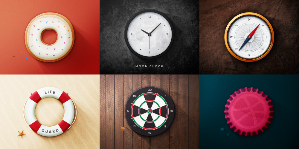 Realistic Round Object Web Icons PSD Set – Download PSD