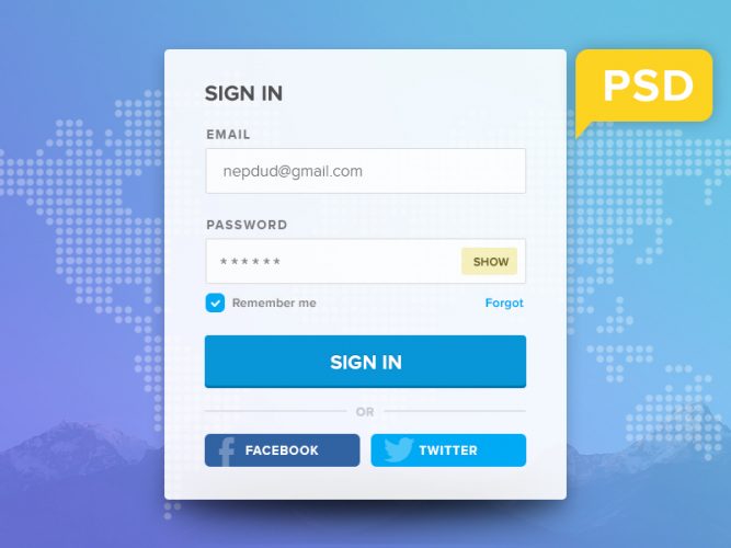 Simple Flat Login Panel PSD Freebie – Download PSD