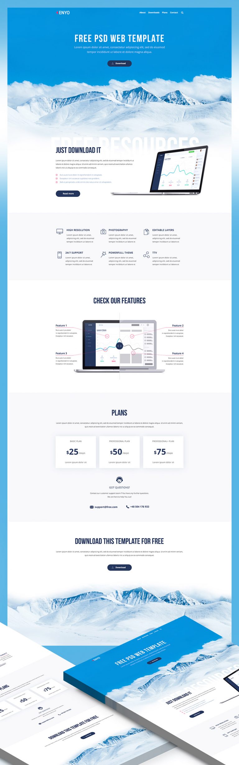 Software Company Website Landing Page PSD Freebie – Download PSD