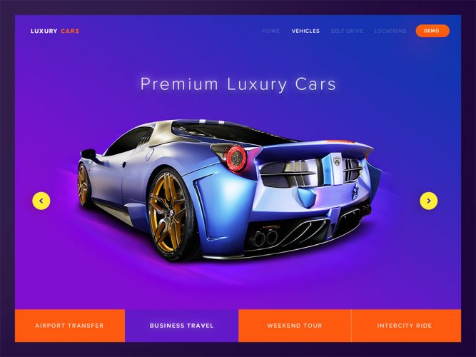 Sports Car Landing Page Header Free PSD – Download PSD