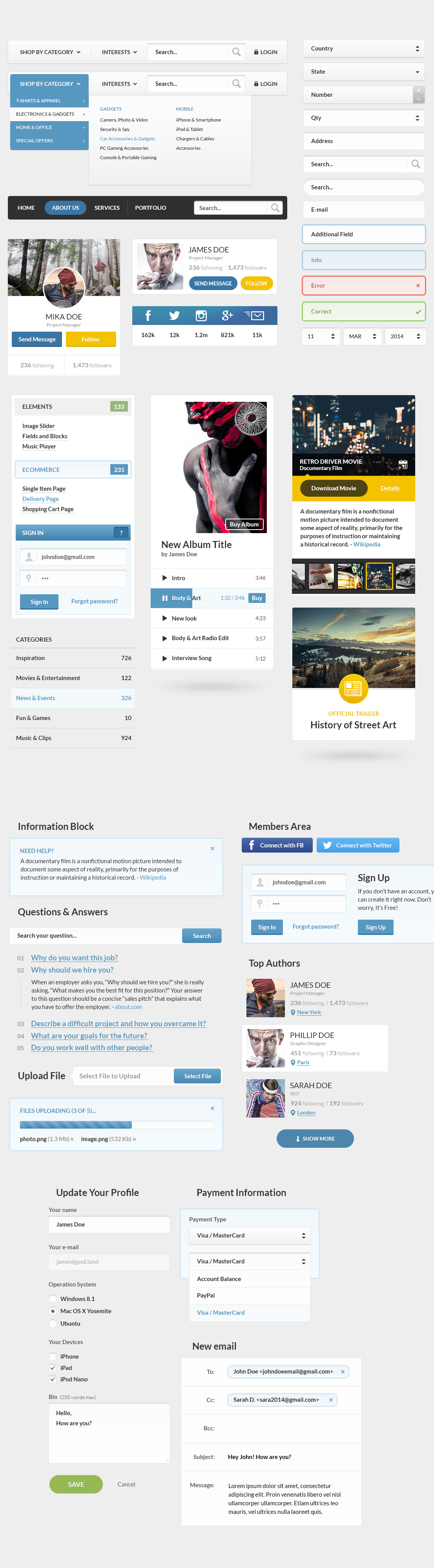 White-Clean-Professional-UI-Kit-PSD – Download PSD