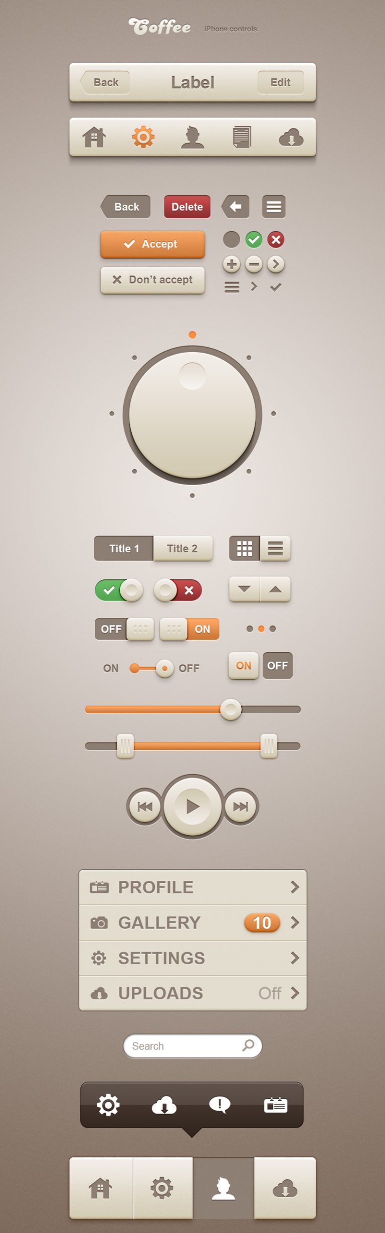 iPhone Control UI Elements Kit PSD – Download PSD