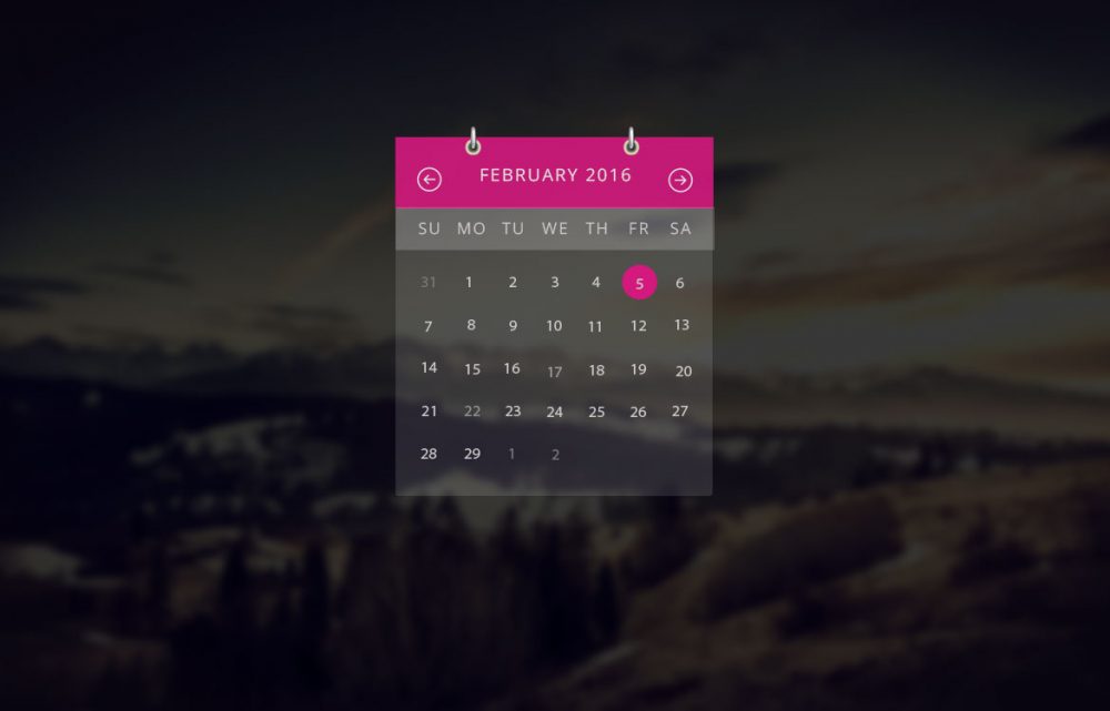 Transparent Calendar Widget UI Free PSD – Download PSD