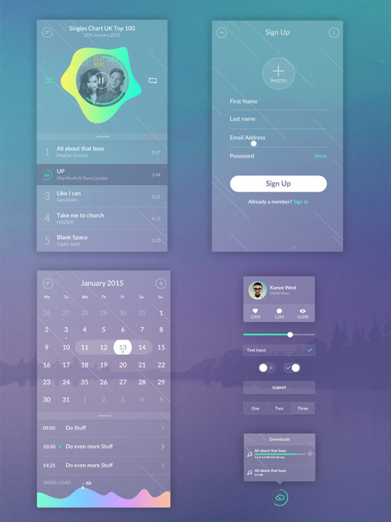 Transparent UI Kit Free PSD – Download PSD