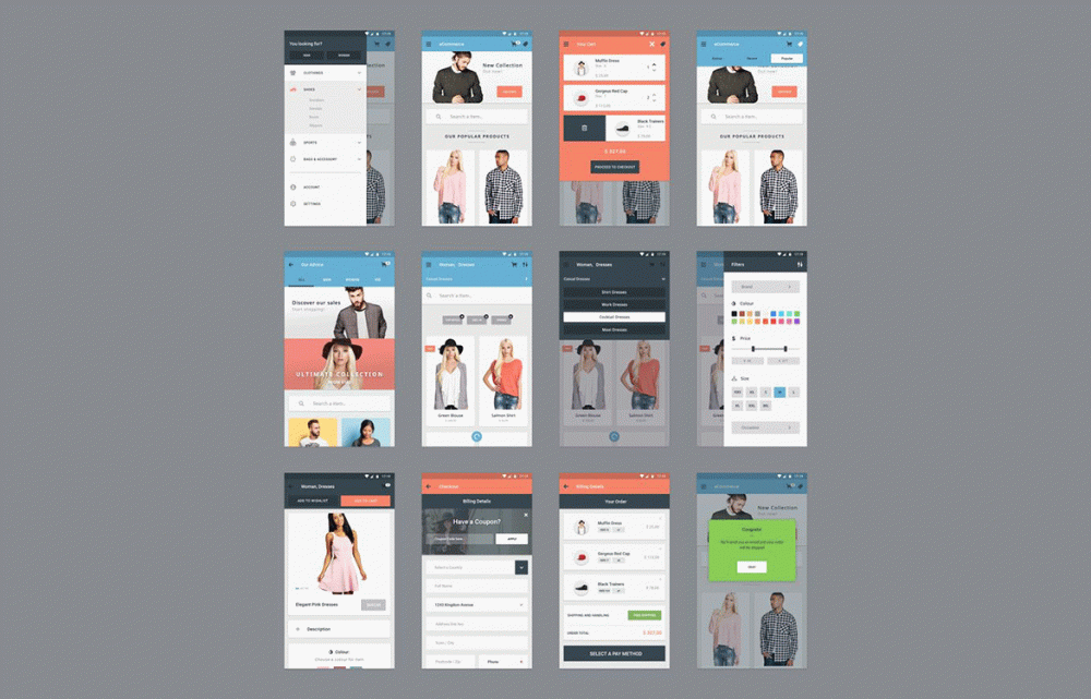 eCommerce store App UI Kits Free PSD – Download PSD