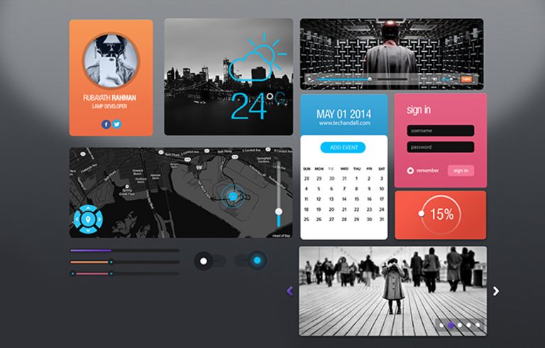 Flat Style Simple UI Elements Kit Free PSD – Download PSD