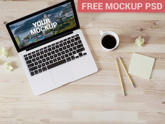 MacBook Top View Mockup Free PSD – Download PSD