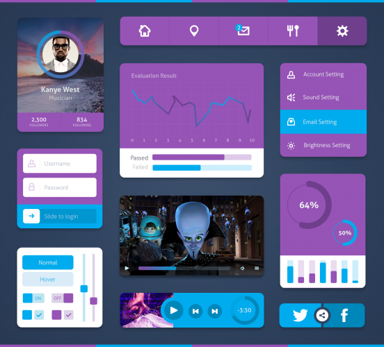 Minimal Metro Style UI Kit Free PSD – Download PSD