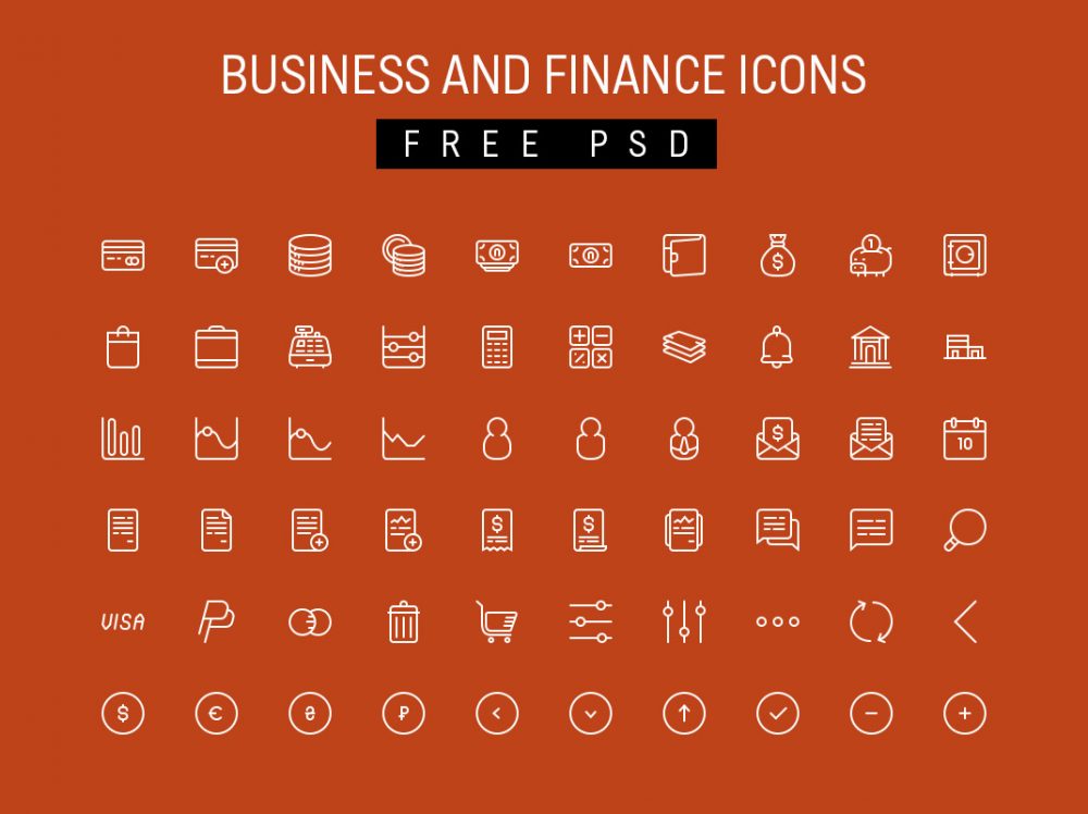 Business And Finance Icons Free PSD – Download PSD