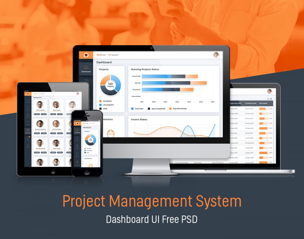 Project Management System Dashboard GUI Free PSD – Download PSD