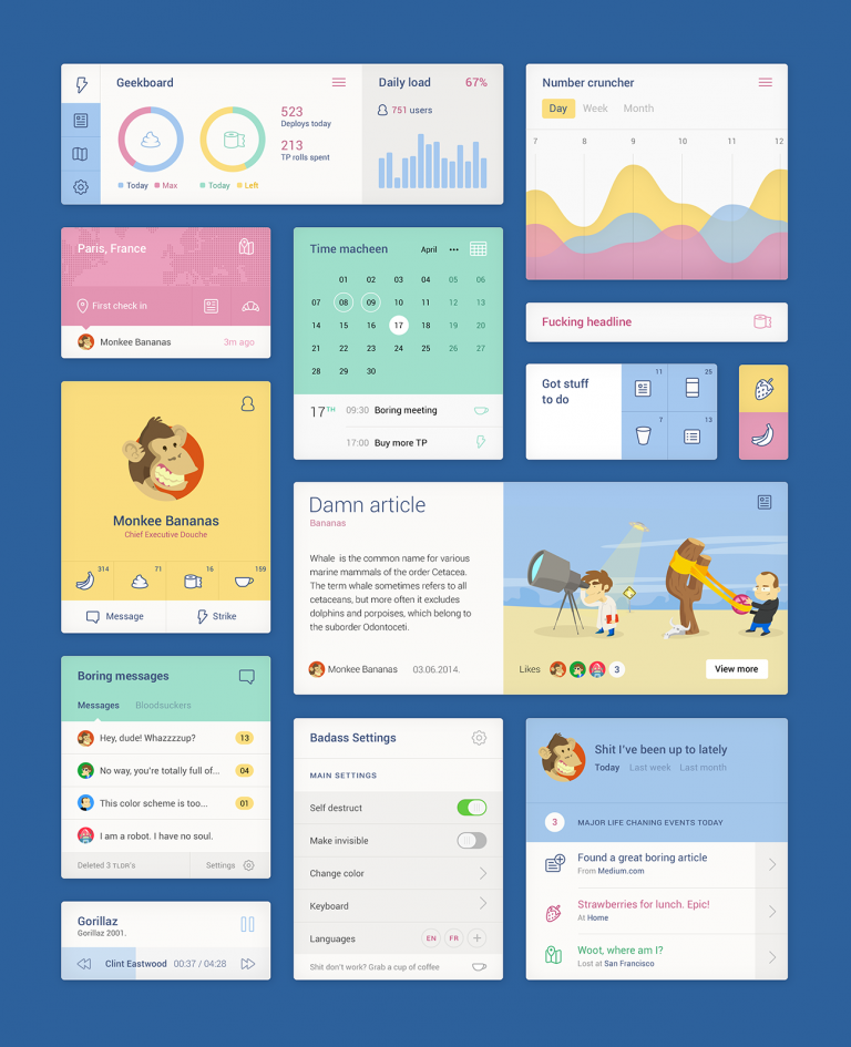 Unity Colorful Web Flat UI Elements Kit – Download PSD